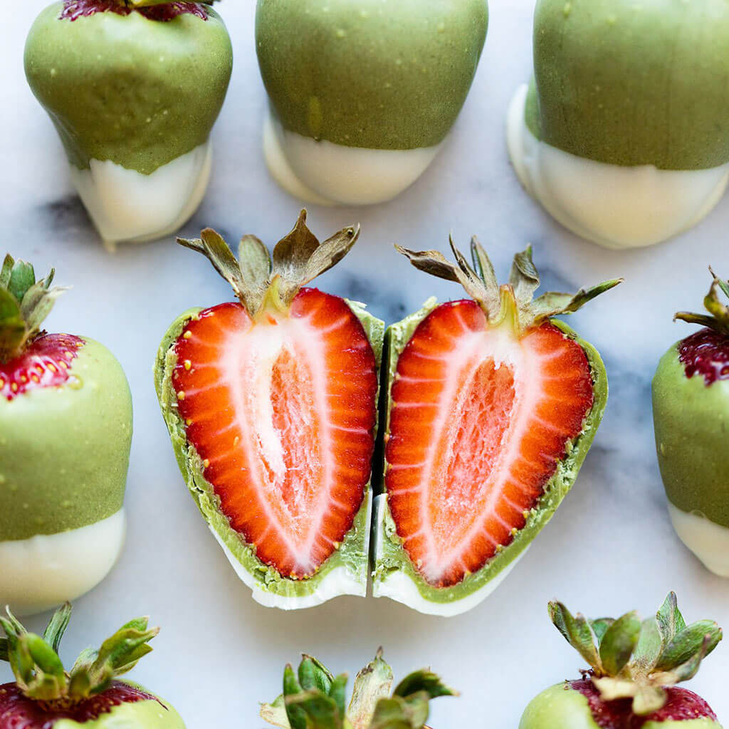 Matcha covered strawberries - California Strawberry Commission