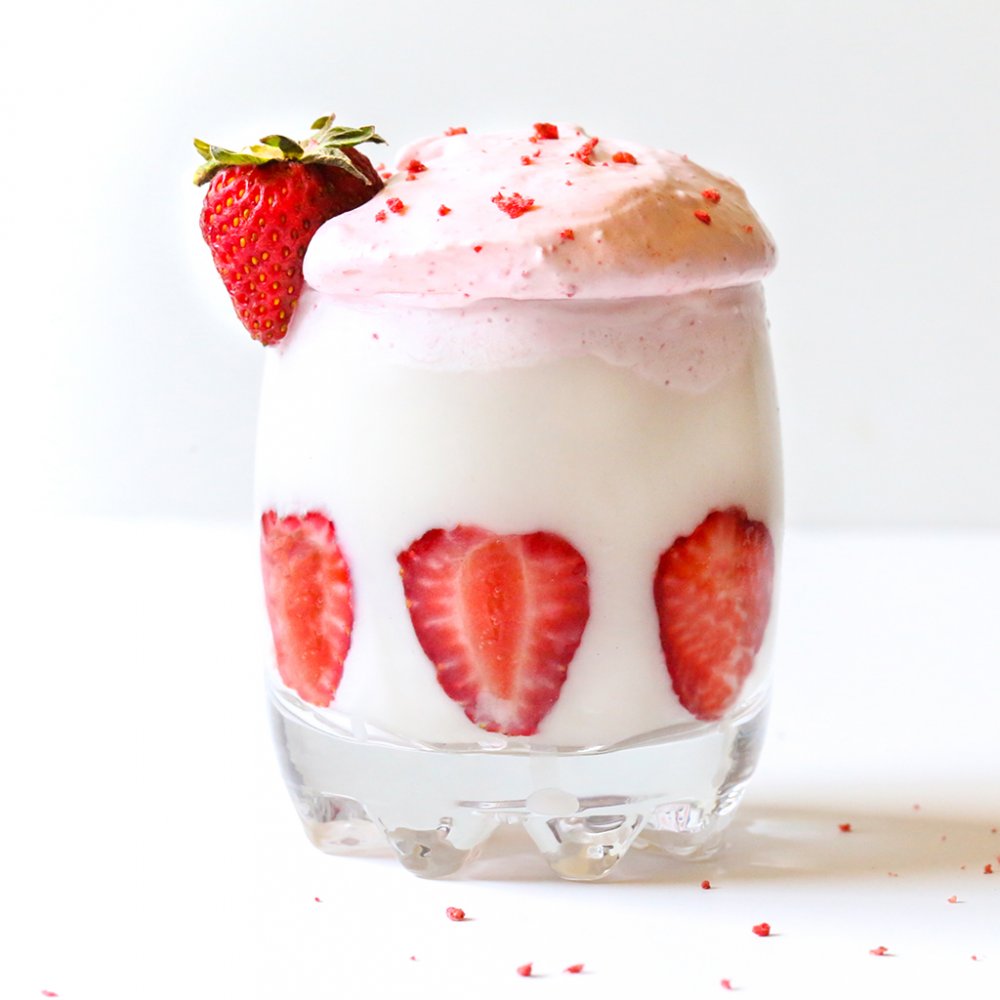 Whipped Strawberry Milk (Dalgona Style) - California Strawberry Commission