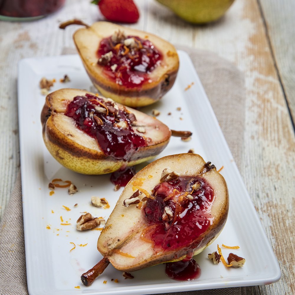 Roasted Pears & Strawberry Relish Recipe | California Strawberries