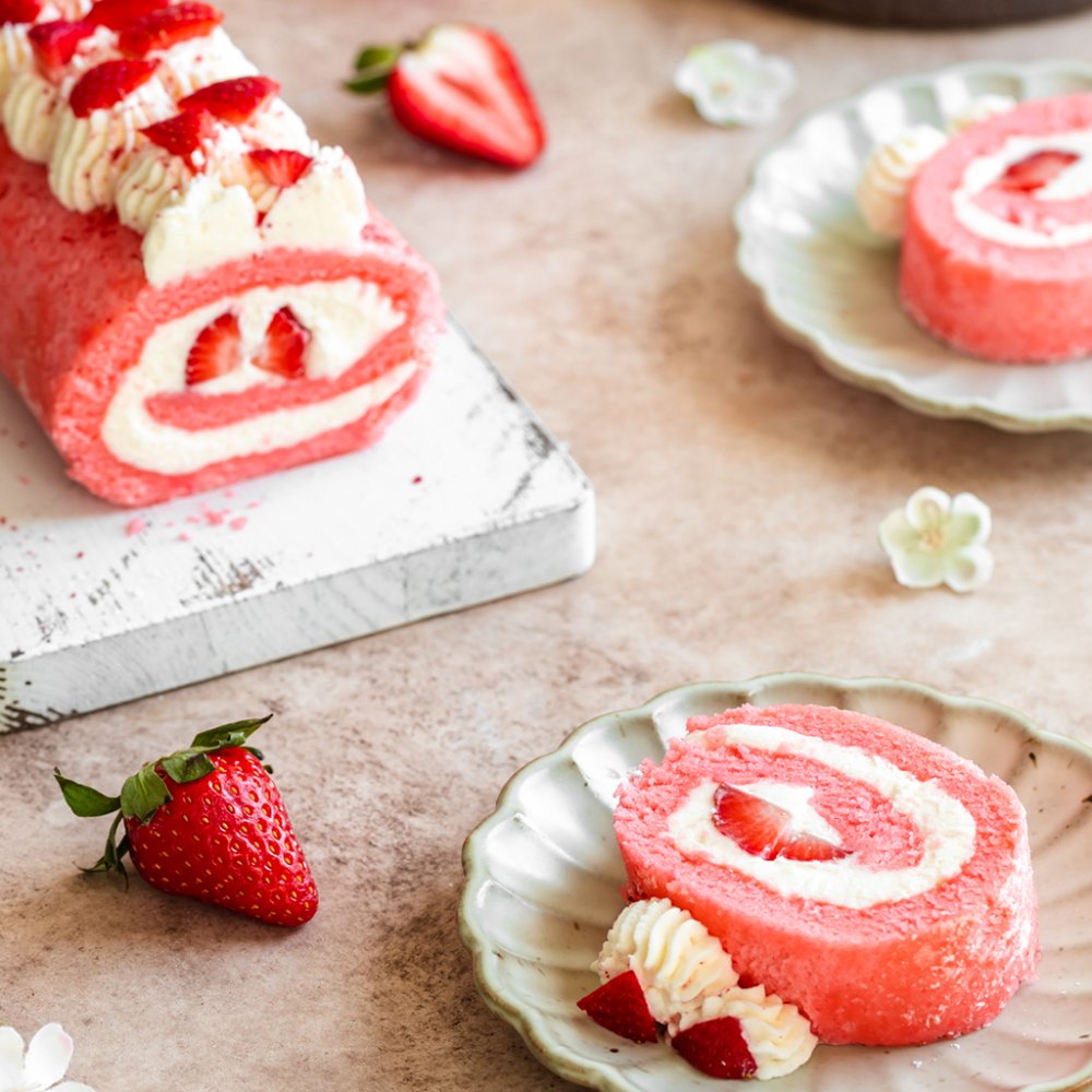 Pink Velvet Swiss Roll - California Strawberry Commission